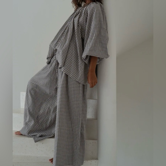 Avyandco | Pants & Jumpsuits | Avy And Co Yollie Linen Gingham Voluminous Pant | Poshmark